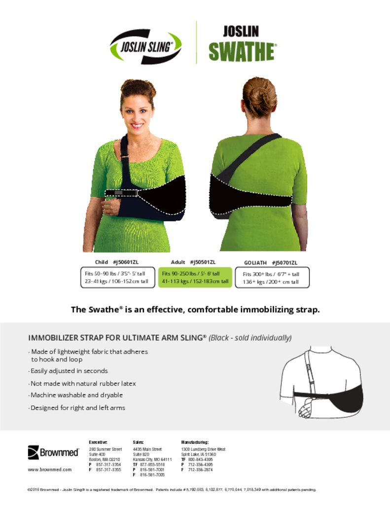 Joslin Swathe® | Brownmed- Immobilizer Strap designed to hold arm